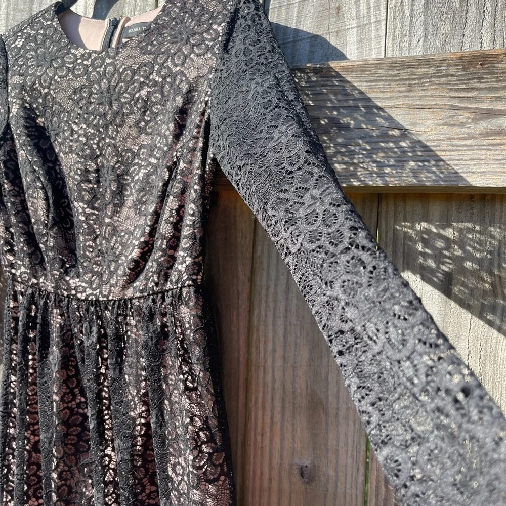 Ivanka Trump | Dresses | Ivanka Trump Black Floral Lace Dress Nude ...